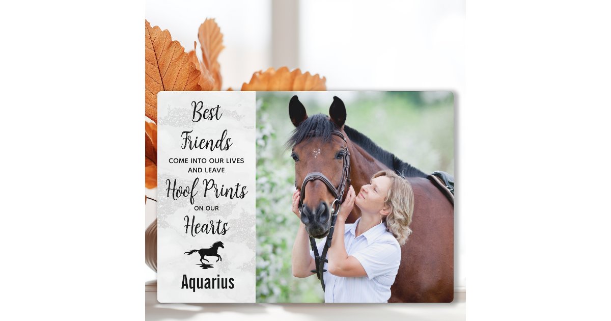 Hoof Prints On Our Hearts Custom Horse Memorial Plaque | Zazzle