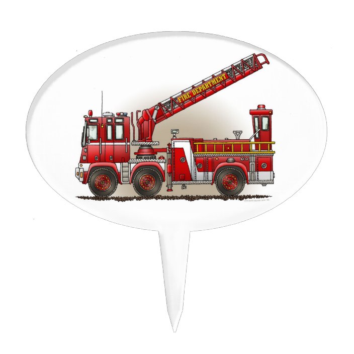 Hook and Ladder Fire Truck Cake Topper | Zazzle.com