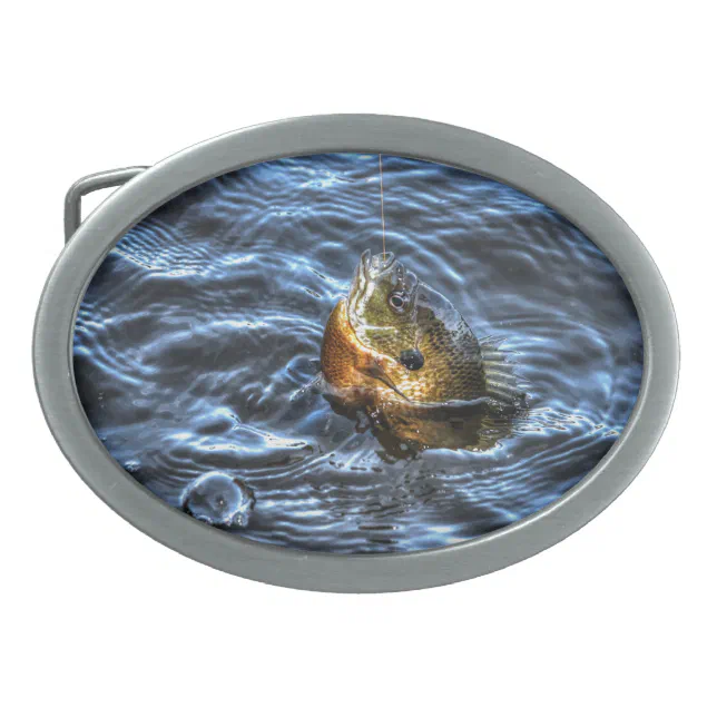 Hooked Bluegill Sun Fish Gone Fishin' Art Belt Buckle | Zazzle