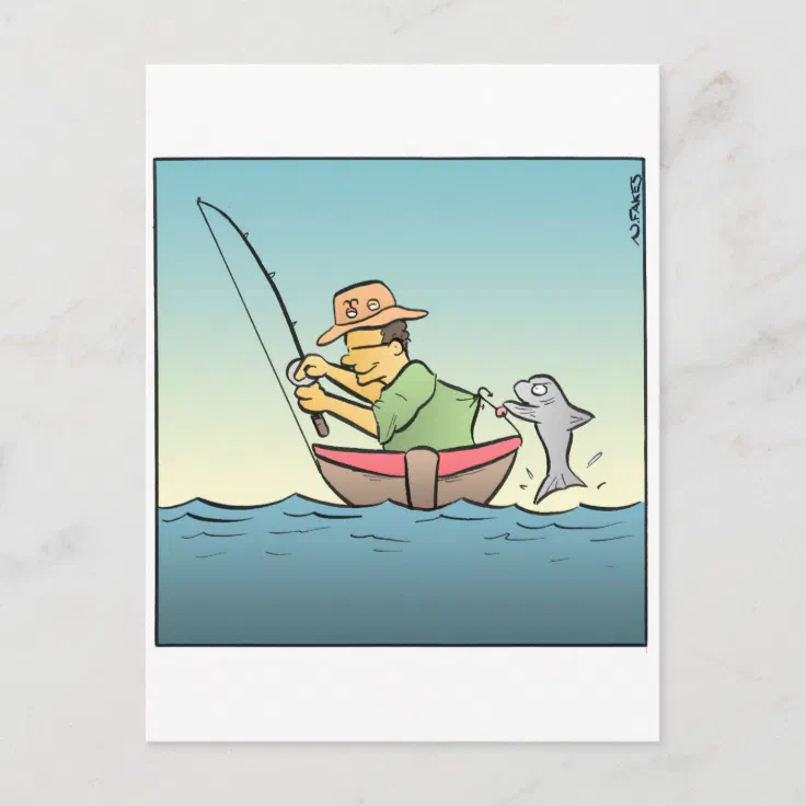 Hooked Fisherman Postcard | Zazzle