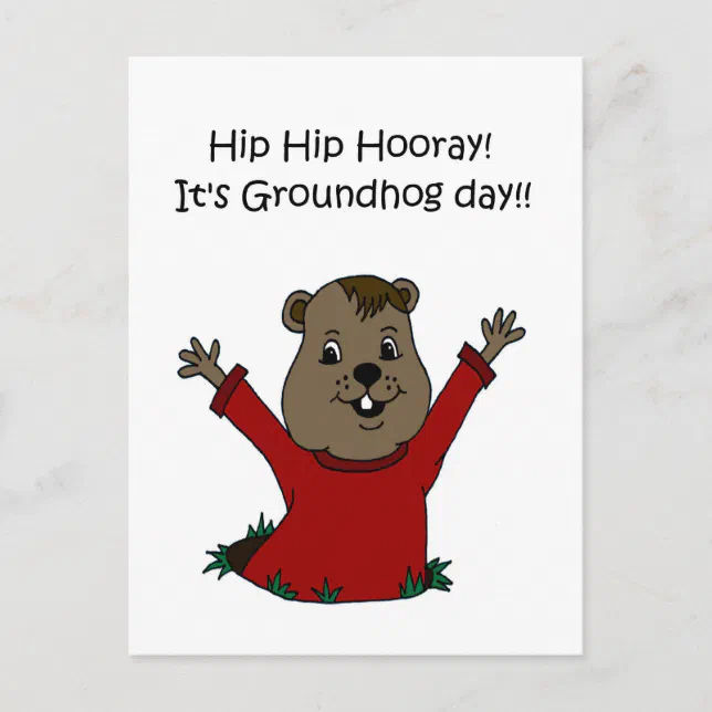 Hooray its Groundhog day postcard in white | Zazzle