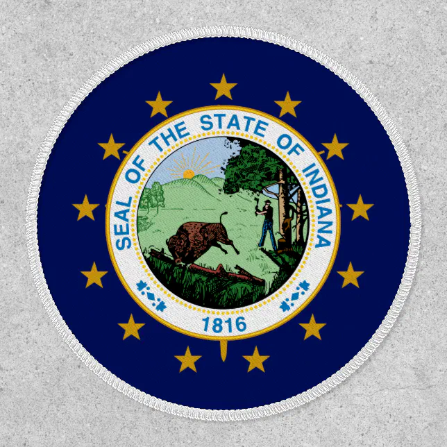 Hoosier Flag & Seal, Flag of Indiana Patch | Zazzle