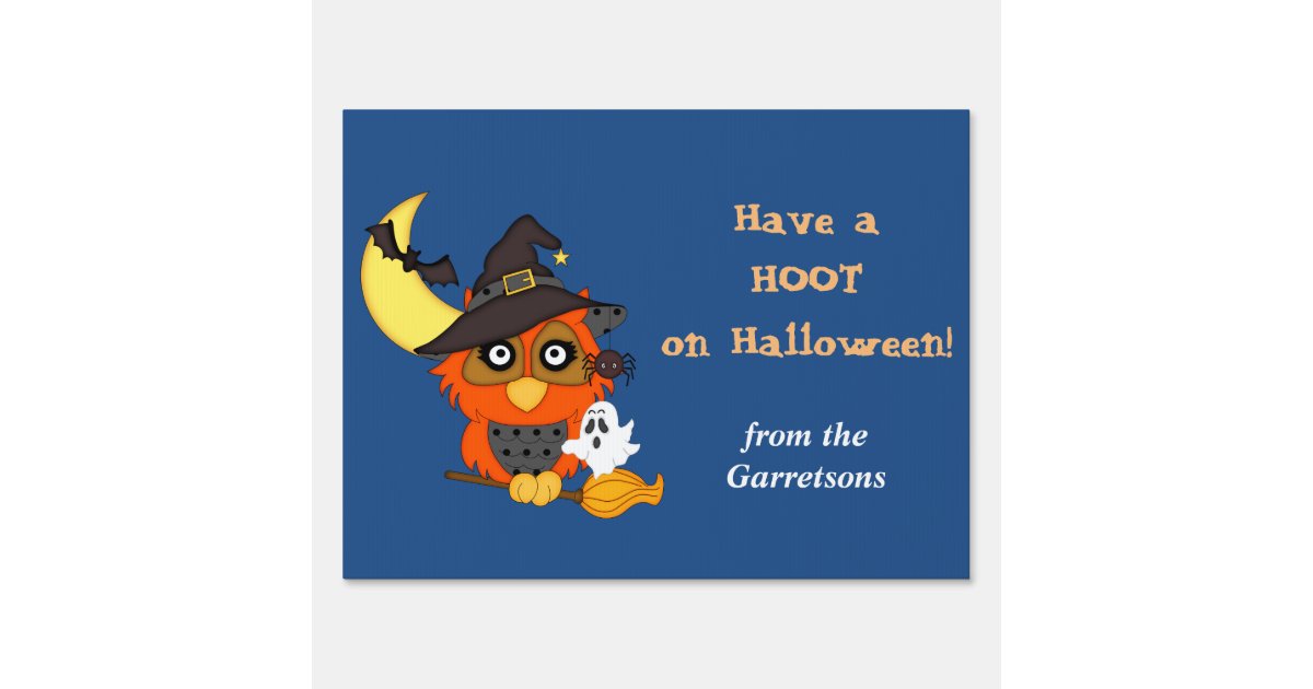 Hoot Halloween Owl Personalized Sign | Zazzle