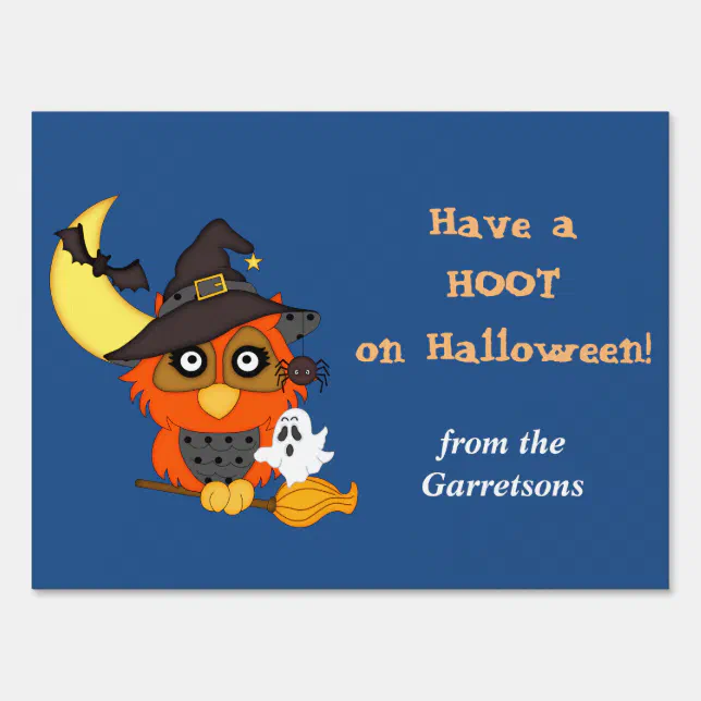 Hoot Halloween Owl Personalized Sign | Zazzle