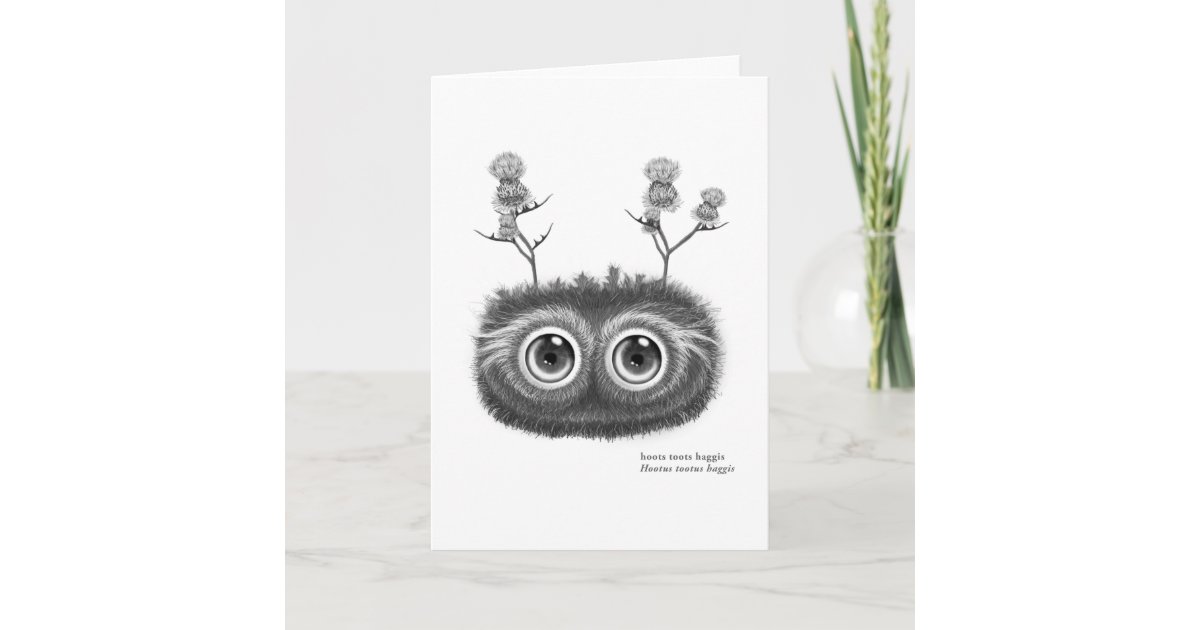 Hoots Toots Haggis. Latin Thank You Card | Zazzle