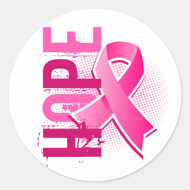 Hope 2 Breast Cancer Classic Round Sticker | Zazzle