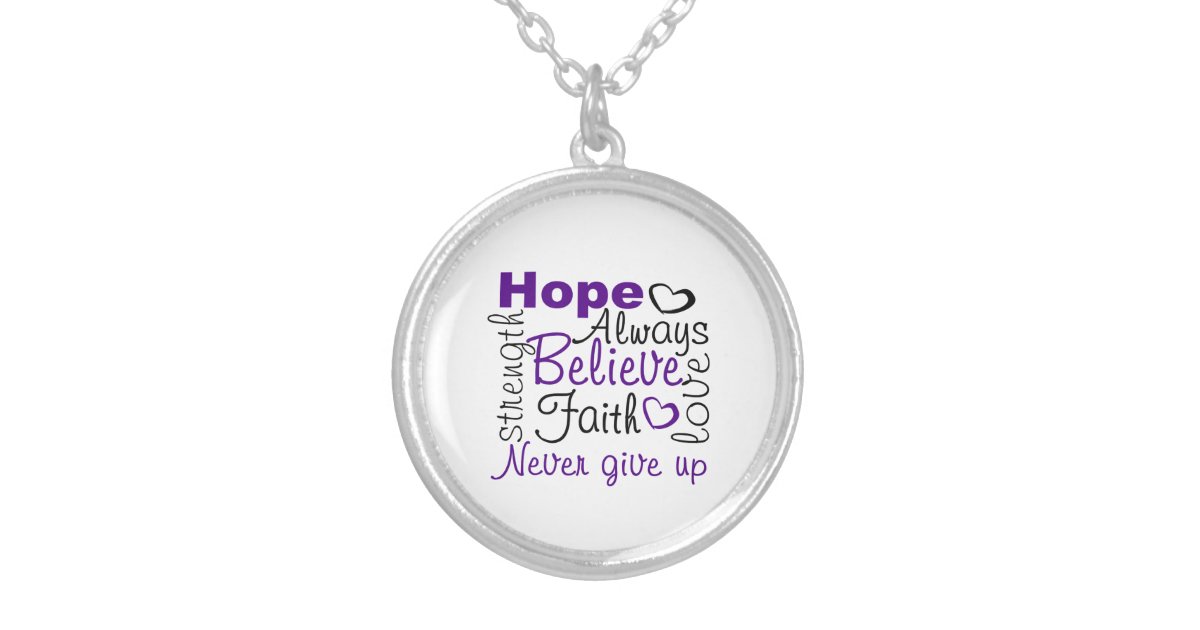 Hope Believe Always Never Give Up Heart Necklace | Zazzle