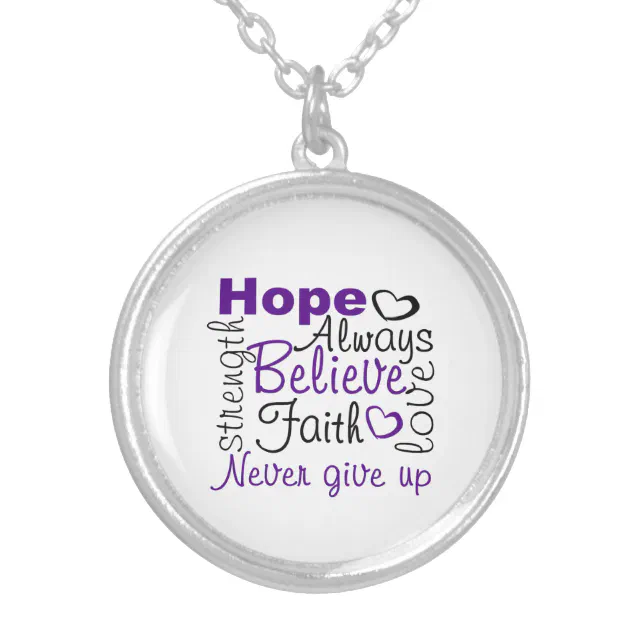 Hope Believe Always Never Give Up Heart Necklace | Zazzle