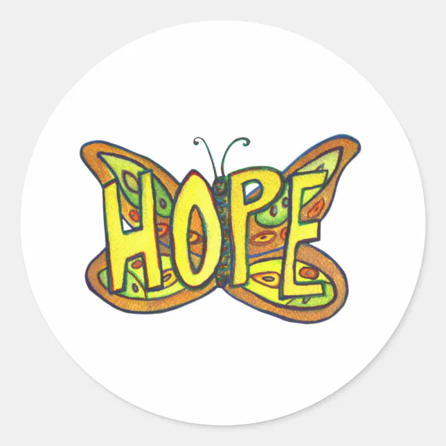 Hope Butterfly Word Art Inspirational Stickers | Zazzle