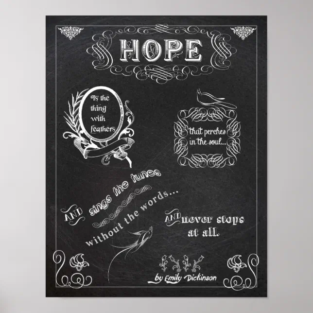 Hope chalkboard chalk board poster 11x14 | Zazzle