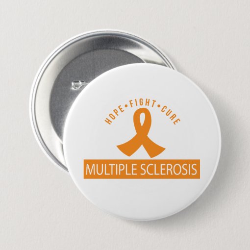Hope Fight Cure MS Orange Ribbon Button | Zazzle
