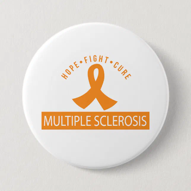 Hope Fight Cure MS Orange Ribbon Button | Zazzle