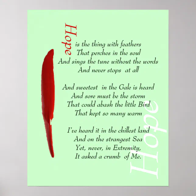 Hope is a thing with feathers motivational poste poster | Zazzle