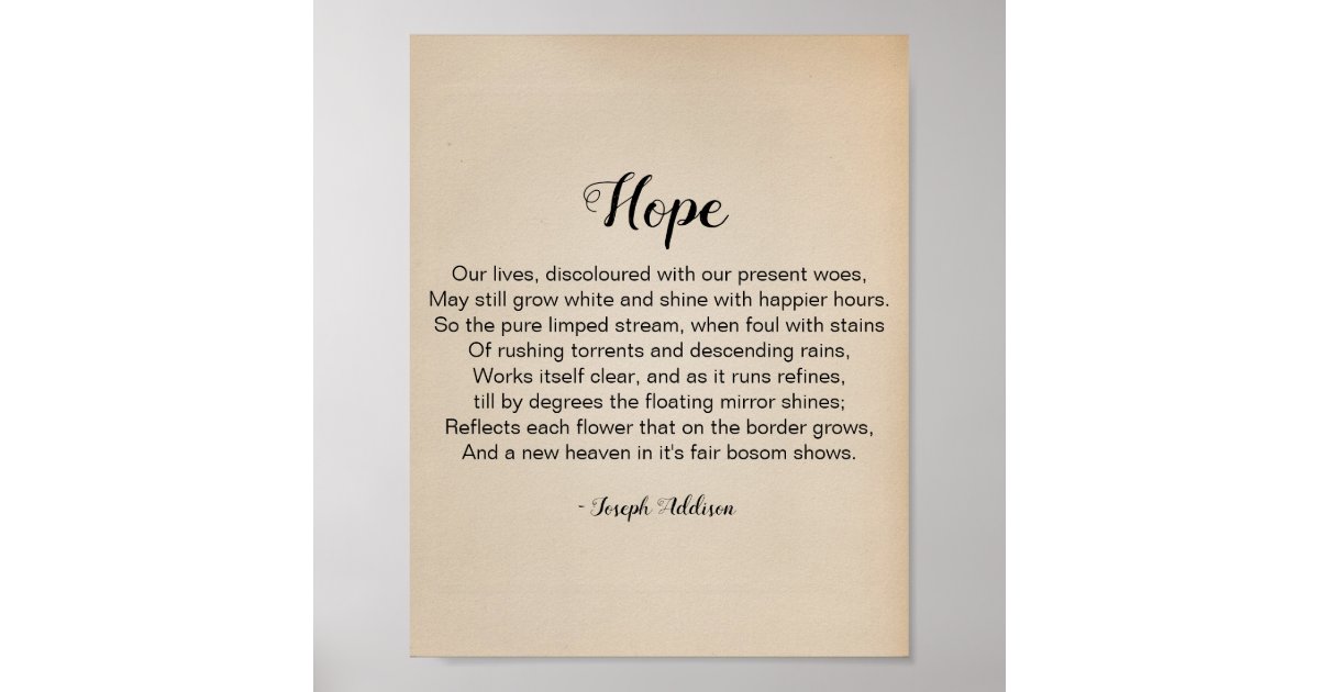 Hope Poem by Joseph Addison Vintage Poster | Zazzle