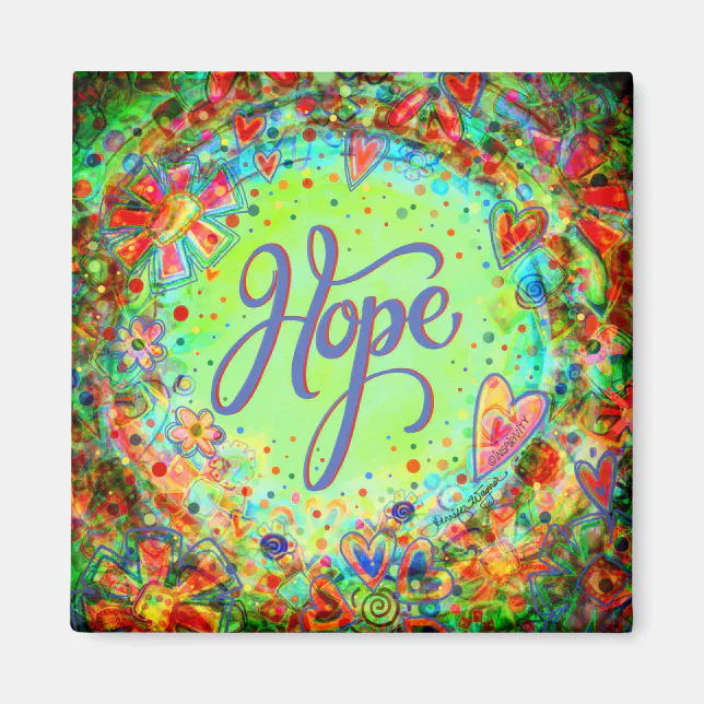 Hope Pretty Green Floral Whimsical Inspirational Magnet | Zazzle