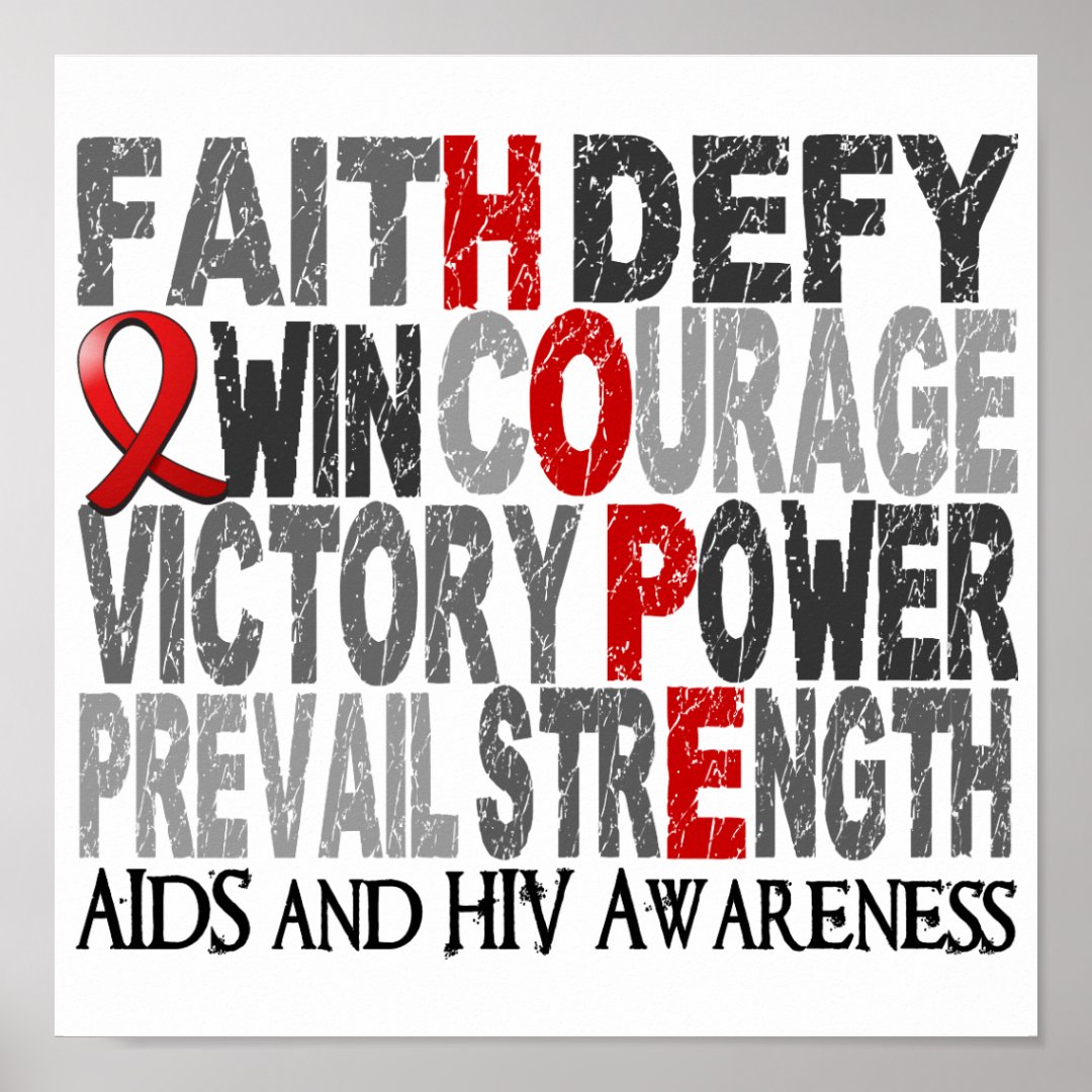 Hope Word Collage AIDS Poster | Zazzle