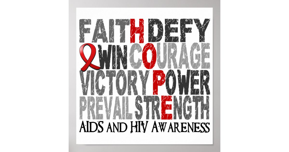 Hope Word Collage AIDS Poster | Zazzle