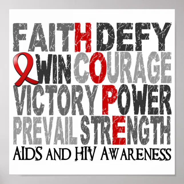 Hope Word Collage AIDS Poster | Zazzle