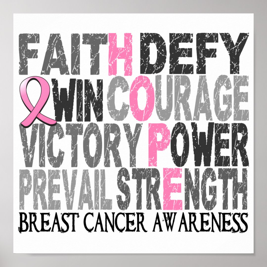 Hope Word Collage Breast Cancer Poster | Zazzle