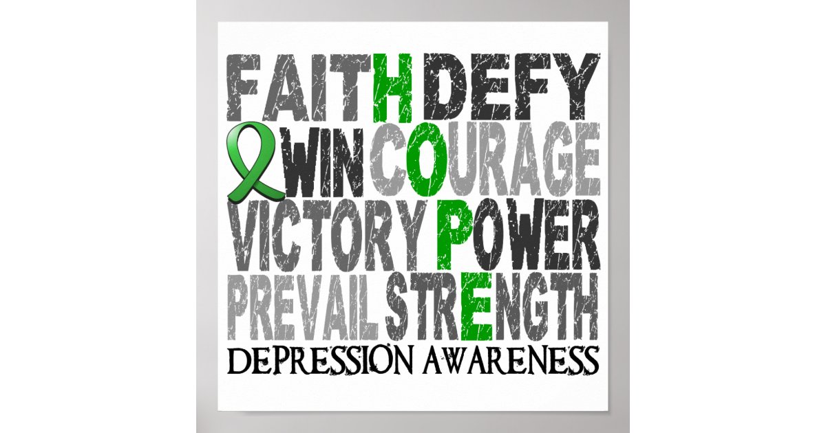 Hope Word Collage Depression Poster | Zazzle
