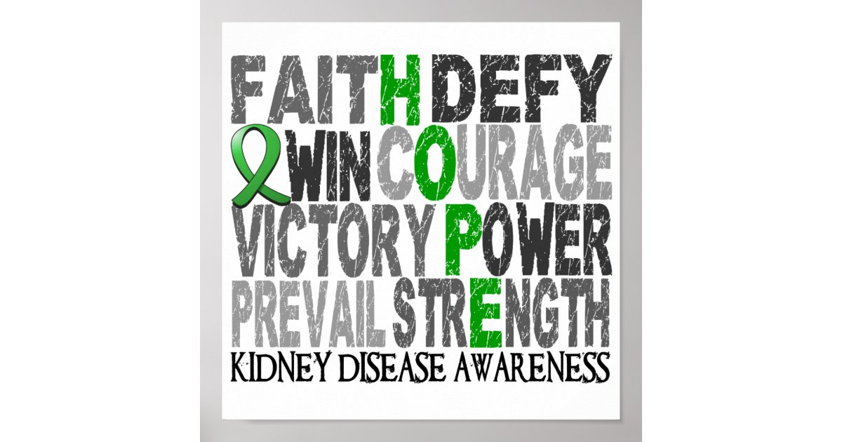 Hope Word Collage Kidney Disease Poster | Zazzle