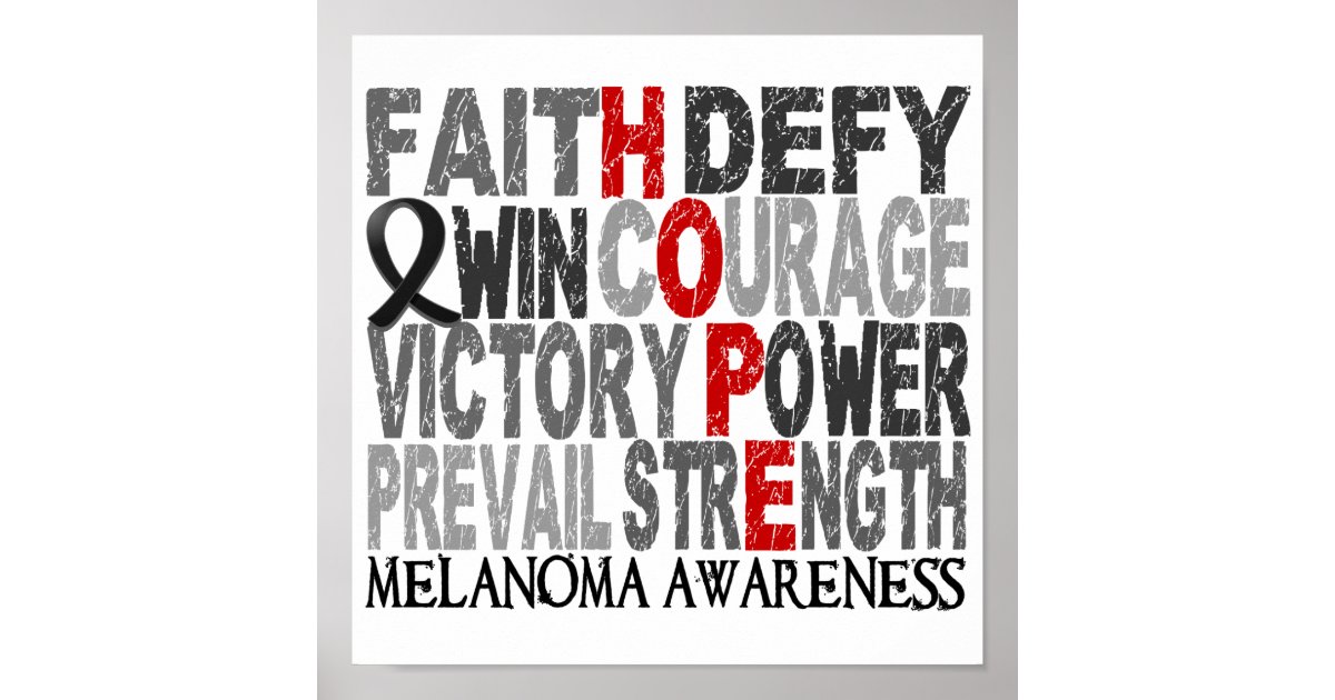 Hope Word Collage Melanoma Poster | Zazzle