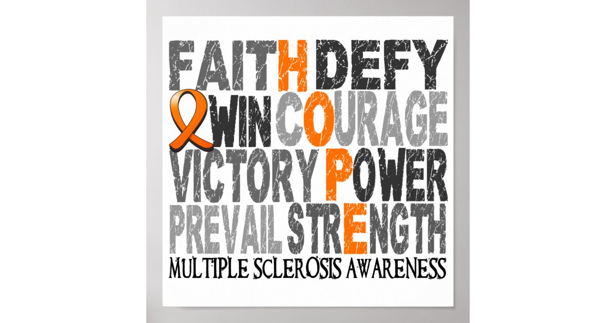 Hope Word Collage Multiple Sclerosis Poster | Zazzle