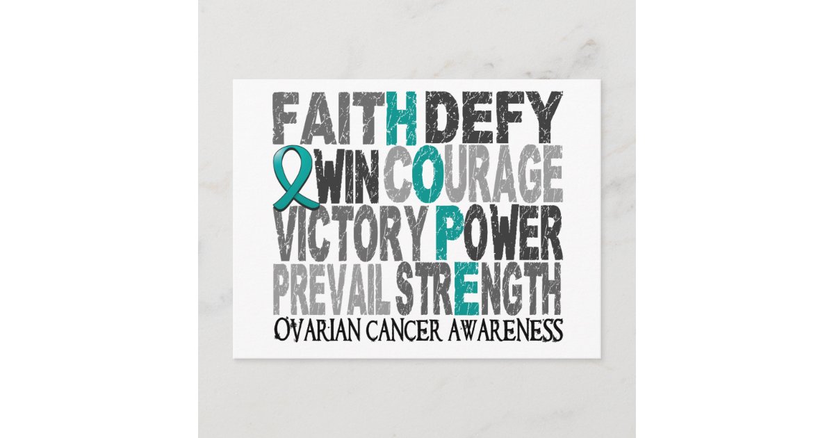 Hope Word Collage Ovarian Cancer Postcard | Zazzle