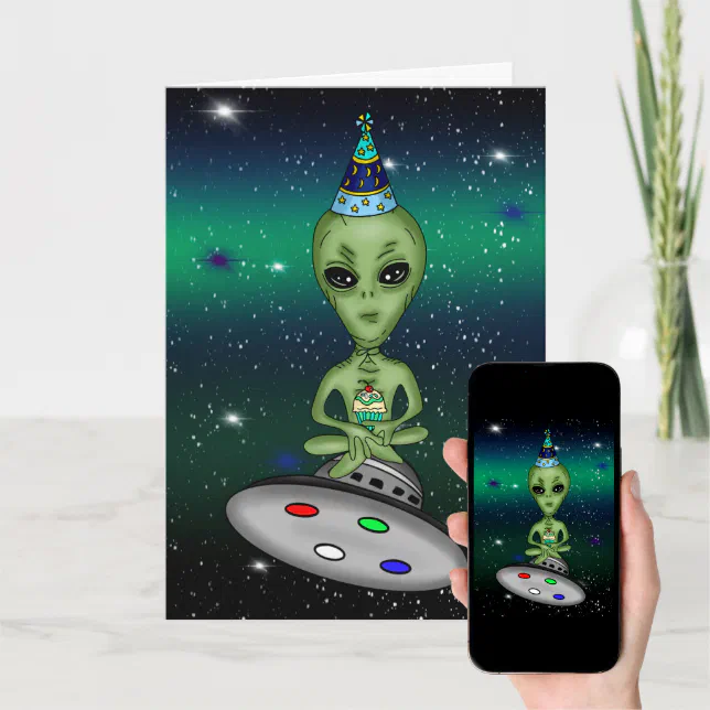 Hope Your Birthday is Outta this World! Alien Pun Card | Zazzle