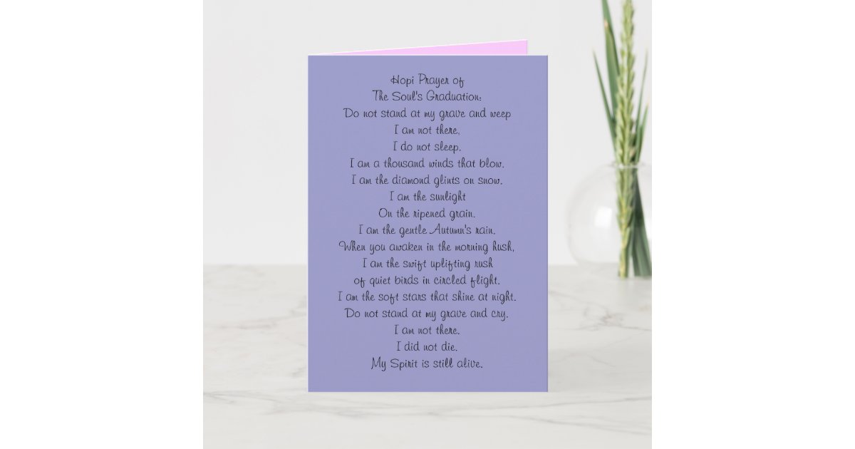 Hopi Prayer - Memorial Card | Zazzle