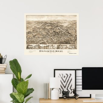 Hopkinton, MA Panoramic Map - 1880 Poster | Zazzle