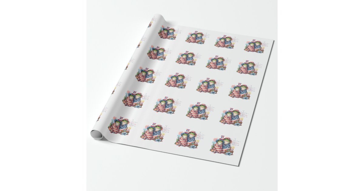 "Hoppy" 4th of July Independence Day Frogs Design Wrapping Paper | Zazzle