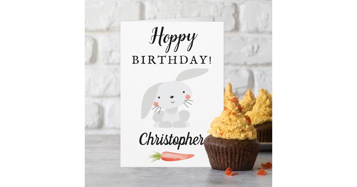 Hoppy Birthday! Funny Bunny Birthday Card | Zazzle