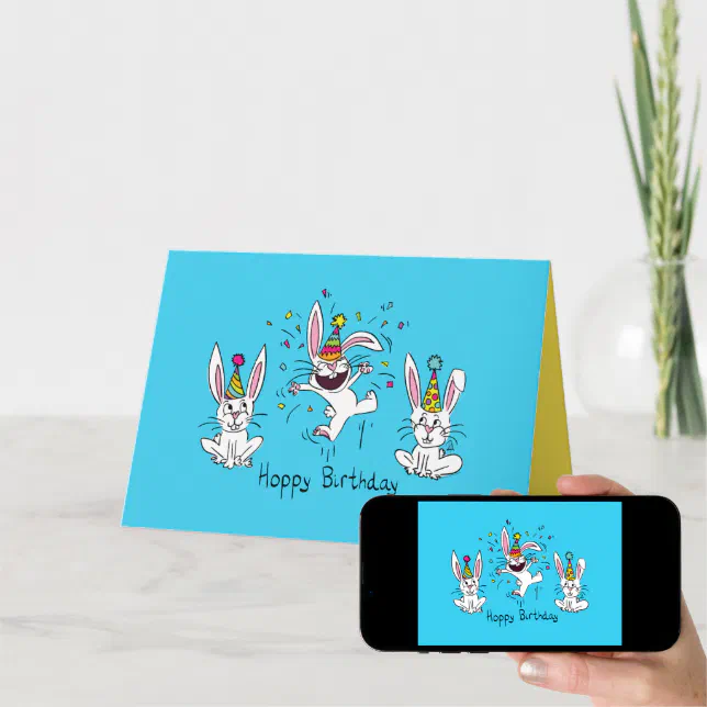Hoppy Birthday Happy Bunny Rabbit Greeting Card | Zazzle