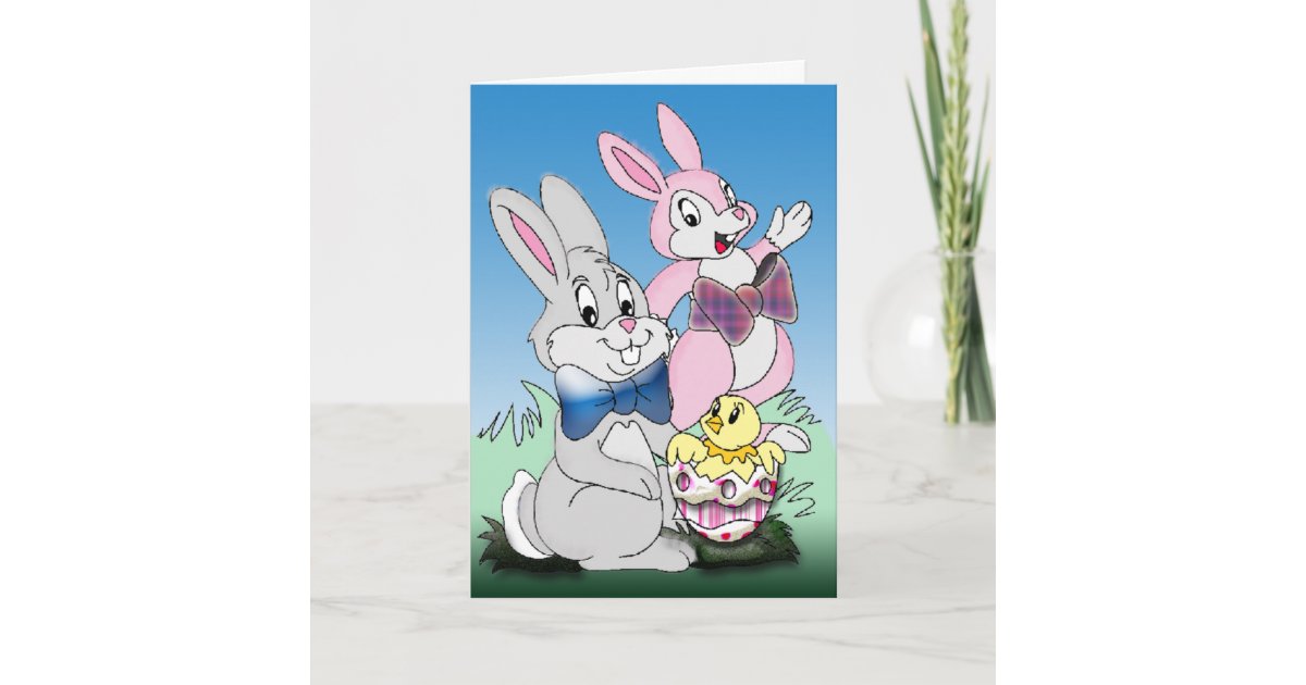 Hoppy Easter Bunny Cartoon Card | Zazzle