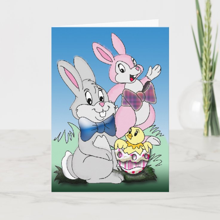 Hoppy Easter Bunny Cartoon Card | Zazzle