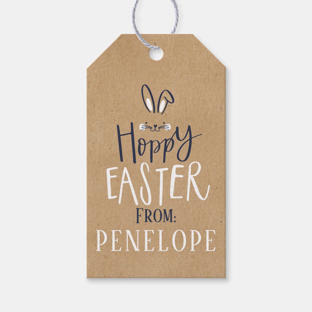 HOPPY EASTER BUNNY GIFT TAGS | Zazzle