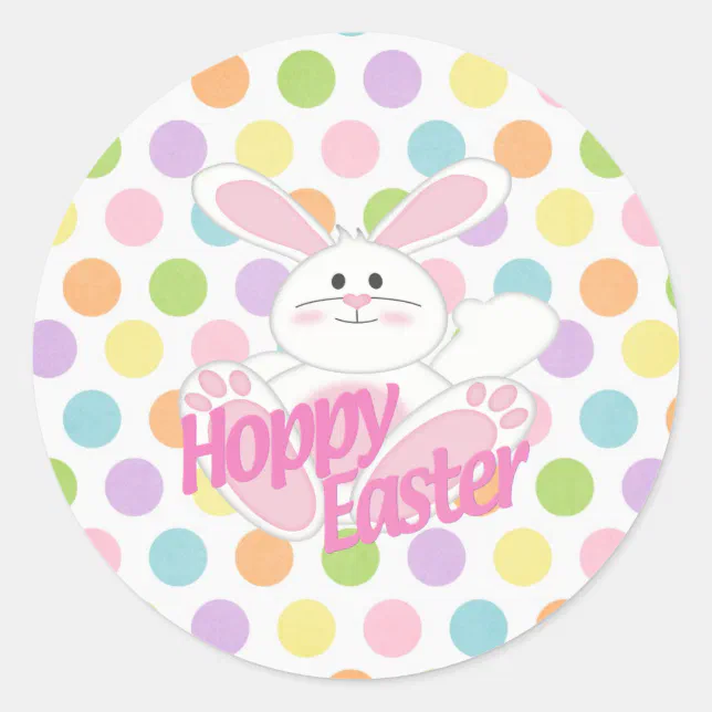 Hoppy Easter Classic Round Sticker | Zazzle