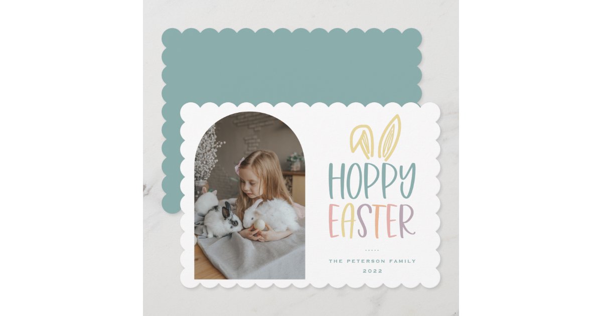 Hoppy Easter Photo Holiday Card | Zazzle