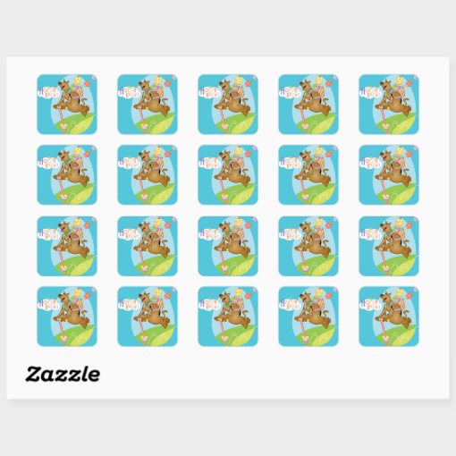 Hoppy Easter Square Sticker | Zazzle