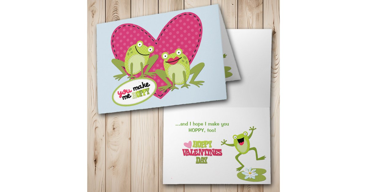 Hoppy Frog Valentine Day Holiday Card | Zazzle