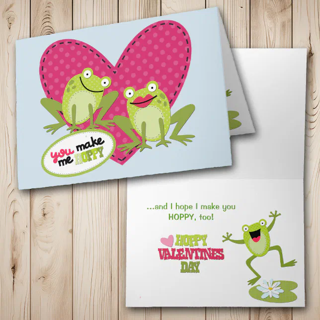 Hoppy Frog Valentine Day Holiday Card | Zazzle