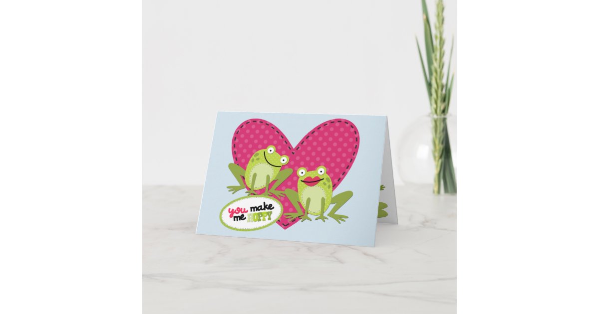 Hoppy Frog Valentine Day Holiday Card | Zazzle
