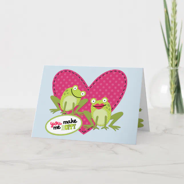 Hoppy Frog Valentine Day Holiday Card | Zazzle