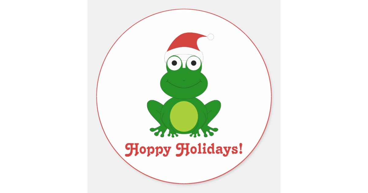 Hoppy Holidays Santa Frog Classic Round Sticker | Zazzle