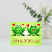 Hoppy Valentines Day Fun Cute Cartoon Frogs Hearts Postcard | Zazzle