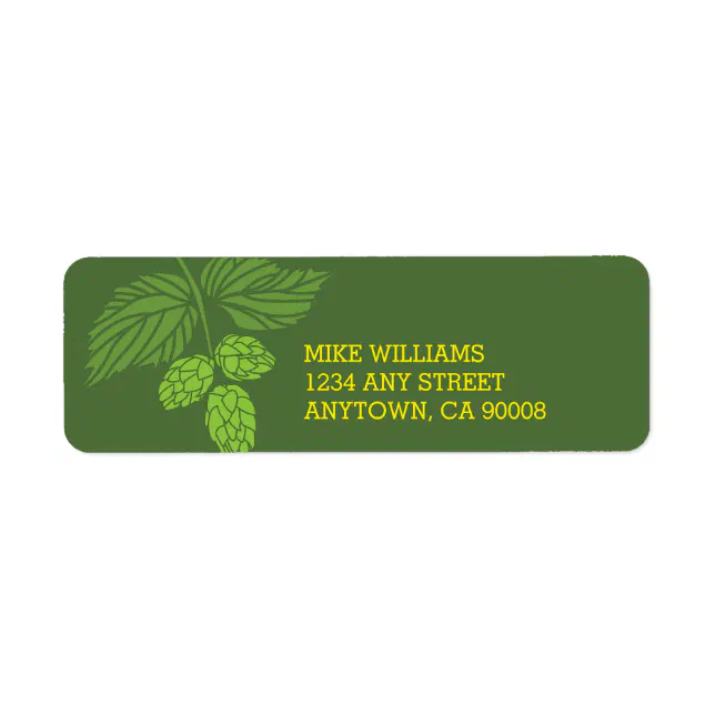 Hops Address Label, Beer Tasting Party Label | Zazzle