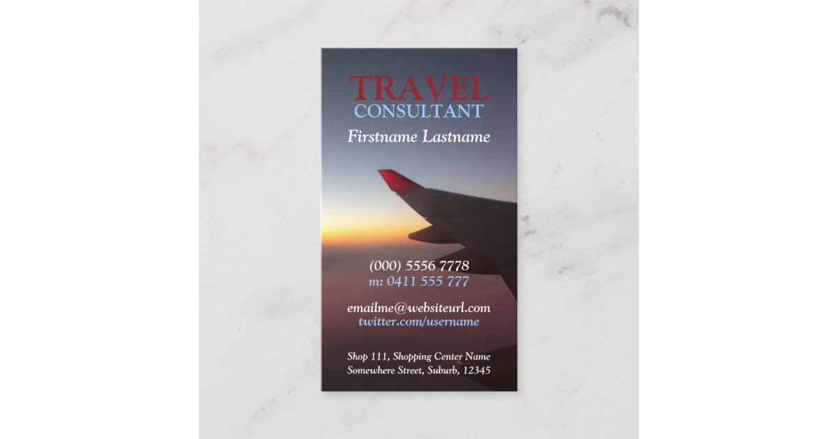 Horizon Travel Flight Business Card | Zazzle
