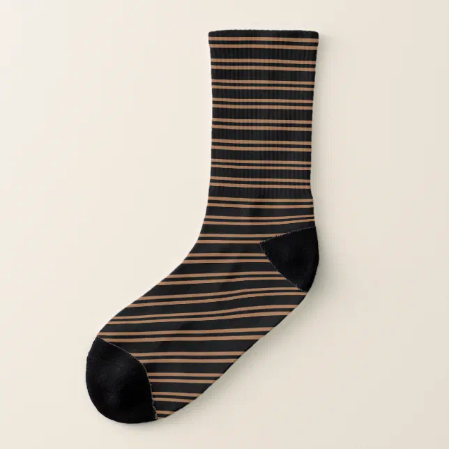 Horizontal Black and Brown Striped Pattern Socks | Zazzle