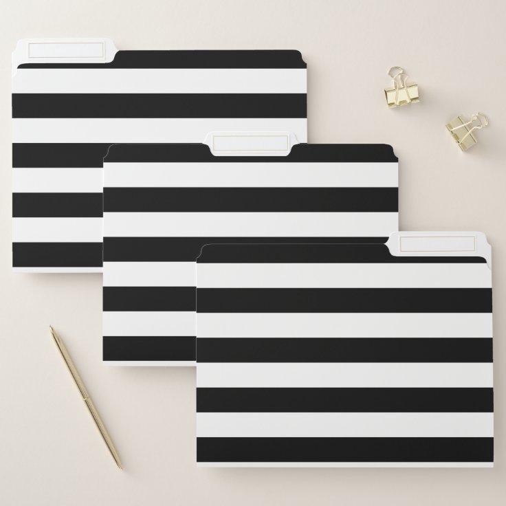 Horizontal Black Stripes File Folder | Zazzle